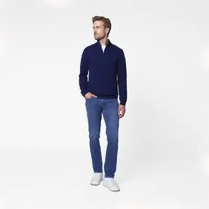 INDOCHINO Quarter Zip Knit Sweater Shirt - Navy