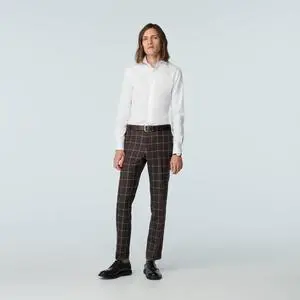 INDOCHINO Lancaster Stretch Windowpane Pants - Brown
