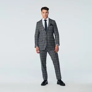 INDOCHINO Durham Windowpane Dark Blazer - Gray