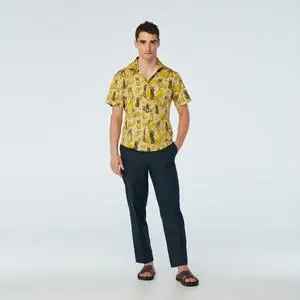 INDOCHINO Langford Pineapple Print Sage Casual Shirt - Green