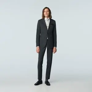 INDOCHINO Howell Wool Stretch Fineline Charcoal Suit - Gray