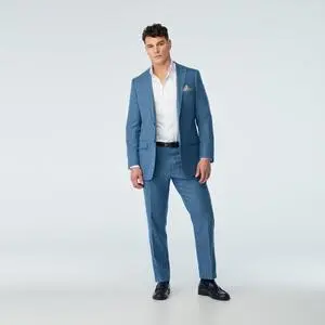 INDOCHINO Marche Wool Blend Stretch Suit - Blue