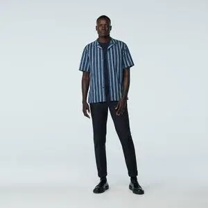 INDOCHINO Neyland Soft Striped Camp Shirt - Navy