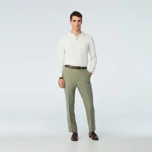 INDOCHINO Montella Wool Cotton Silk Olive Pants - Green