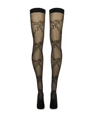Wolford Floral Lace Stay Up Thigh Highs