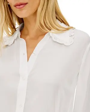 Rails Lace Trim Button Front Top