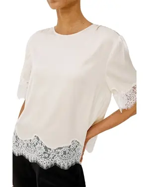 Rails Lace Trim Top - Ivory