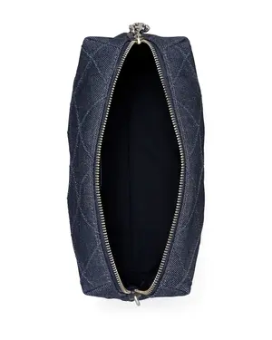 Tory Burch Fleming Large Diamond Quilted Denim Crossbody Bag