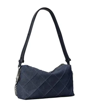 Tory Burch Fleming Large Diamond Quilted Denim Crossbody Bag
