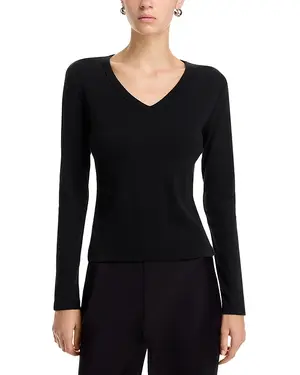 LESET Nando Slim V Neck Top - Black
