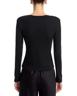LESET Nando Slim V Neck Top - Black