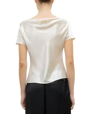 LESET Barb Draped Neck Top - Creme
