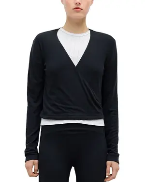 LESET Lauren Crop Wrap Top