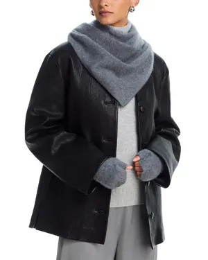 Aqua Brushed Cashmere Triangle Wrap Exclusive - Grey