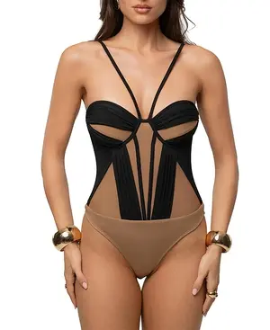 JLUXLABEL Illusion Contrast Bodysuit - Black