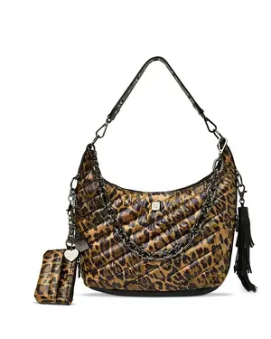THINK ROYLN Icon Quilted Animal Print Shoulder Bag - Leopard