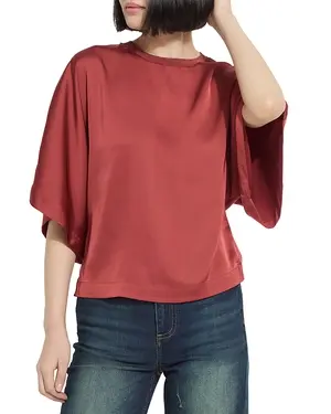 Lyssé Ginger Mixed Media Dolman Sleeve Top - Copper Blush