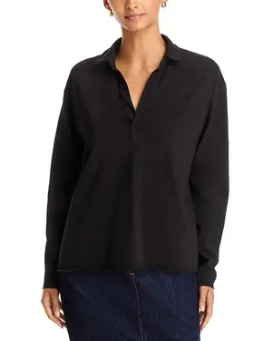 Frank & Eileen Patrick Cotton Collared Sweatshirt Black