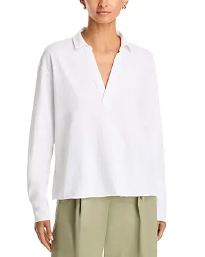 Frank & Eileen Patrick Cotton Collared Sweatshirt White