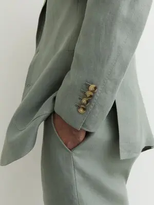 REISS Atlantic Linen-twill Single-breasted Blazer Tailored-fit
