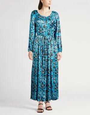 JUCCA Maxi Dress With Belt And Multicolor Print