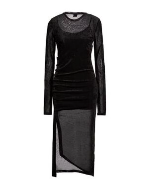 Pinko Mesh Long Sleeve Gathered Midi Dress