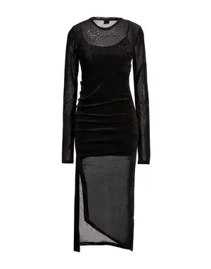 Pinko Mesh Long Sleeve Gathered Midi Dress