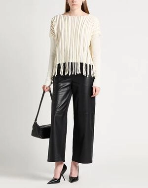 Liviana Conti Virgin Wool Sweater With Fringe Detail - White