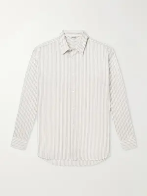 Auralee Striped Cotton And Silk-blend Shirt - Neutrals