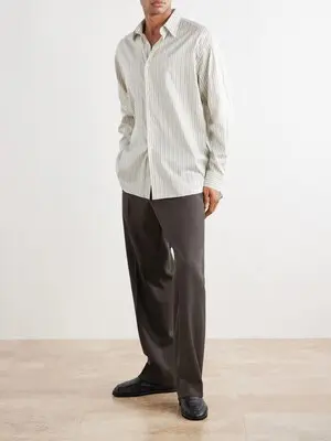 Auralee Striped Cotton And Silk-blend Shirt - Neutrals