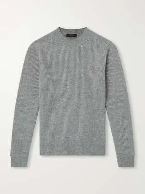 SLOWEAR Zanone Slim-fit Ribbed Wool Sweater - Gray