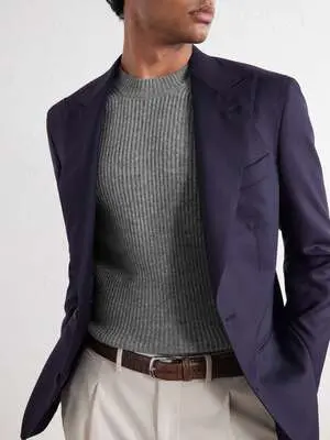 SLOWEAR Zanone Slim-fit Ribbed Wool Sweater