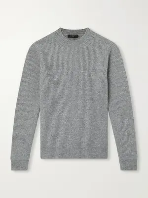 SLOWEAR Zanone Slim-fit Ribbed Wool Sweater - Gray