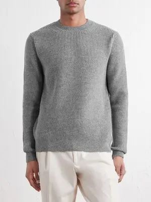 SLOWEAR Zanone Slim-fit Ribbed Wool Sweater
