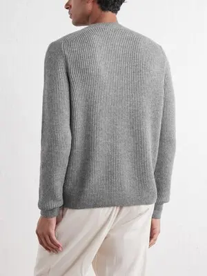 SLOWEAR Zanone Slim-fit Ribbed Wool Sweater