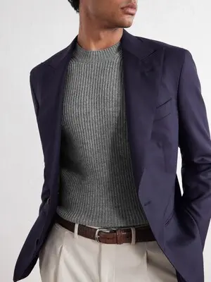 SLOWEAR Zanone Slim-fit Ribbed Wool Sweater