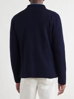 Inis Meáin Merino Wool, Cotton And Cashmere-blend Cardigan - Blue