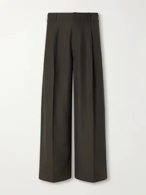 LEMAIRE Straight-leg Pleated Woven Trousers - Brown