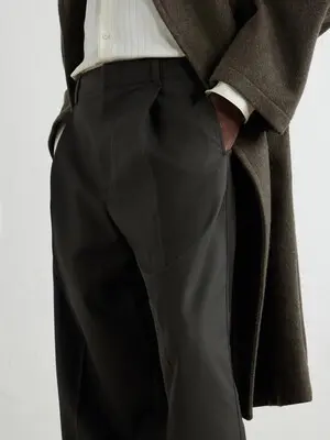LEMAIRE Straight-leg Pleated Trousers - Brown