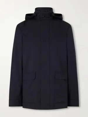 Zegna Twill Hooded Jacket - Blue