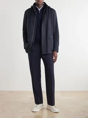 Zegna Twill Hooded Jacket - Blue