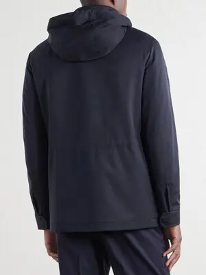 Zegna Twill Hooded Jacket - Blue