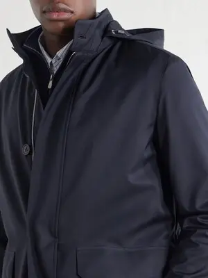 Zegna Twill Hooded Jacket - Blue