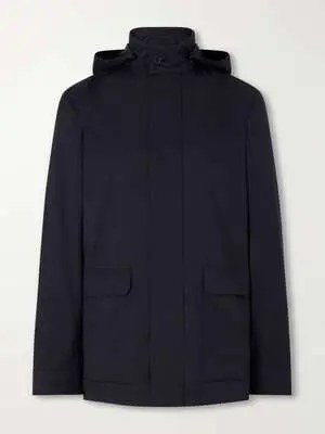 Zegna Twill Hooded Jacket - Navy