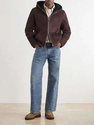 YVES SALOMON Shearling Hooded Leather Jacket