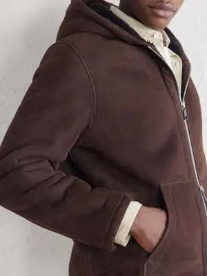 YVES SALOMON Shearling Hooded Leather Jacket