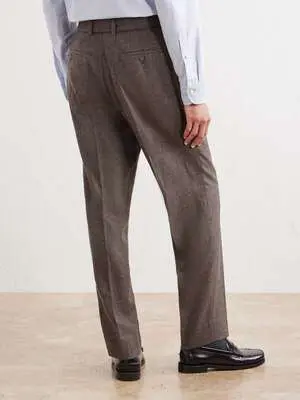 Officine Générale Hoche Tapered Belted Houndstooth Virgin Wool Trousers