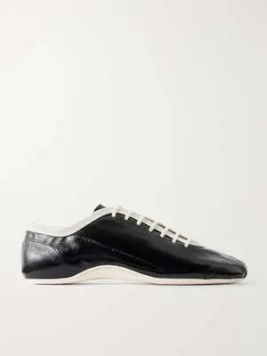 Dries Van Noten Glossed Leather Sneakers - Black