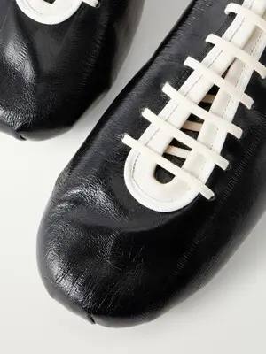 Dries Van Noten Glossed Leather Lace-up Sneakers
