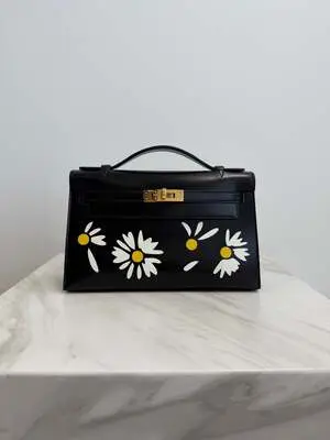 Hermès Kelly Marquete Noir/ Blanc/ Jaune De Naples Box Leather Gold Hardware - Multi
